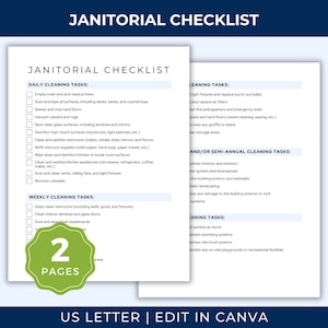 Janitor's Checklist for Cleaning Service, Foundational Janitorial ...