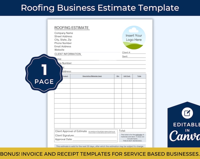 Roofing Proposal Template Roofing Estimation Form Roofing Job Proposal ...