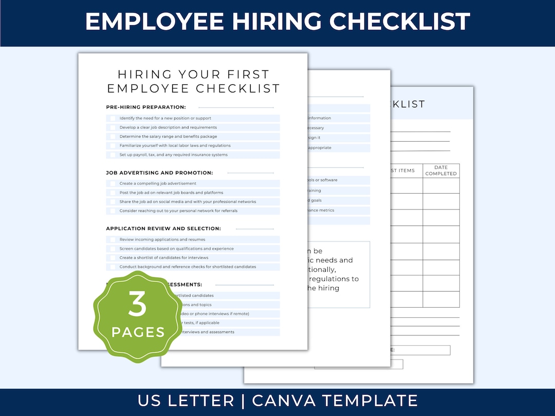 Employee Hiring Checklist, Staffing Guide, HR Checklist, Hiring Basics ...