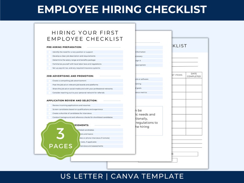 Employee Hiring Checklist, Staffing Guide, HR Checklist, Hiring Basics ...