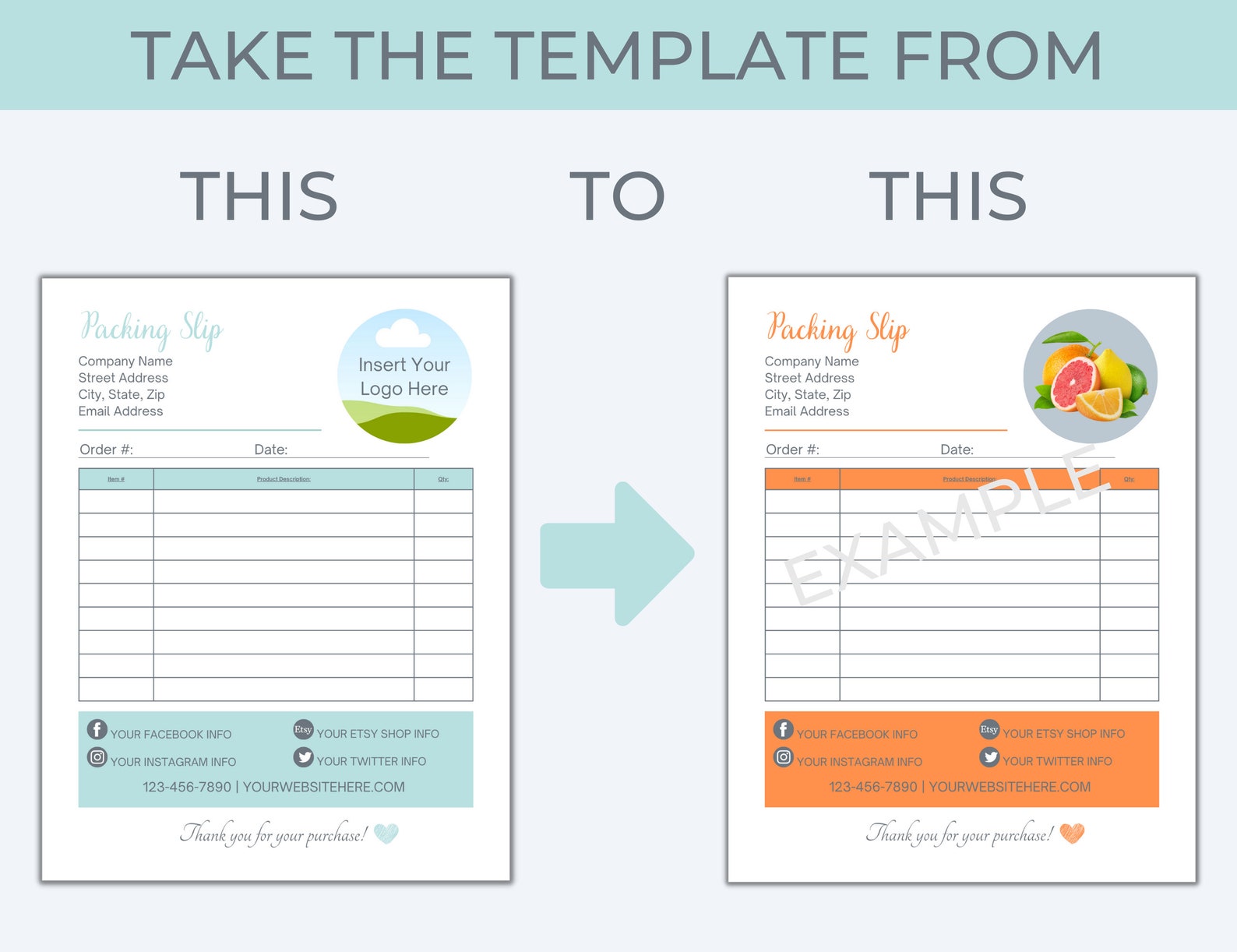 Packing Slip, Packing Slip Template, Packing List, Printable Shipping ...