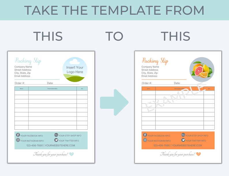 Packing Slip, Packing Slip Template, Packing List, Printable Shipping ...