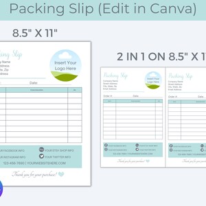 Order Form Template, Editable Packing Slip, Printable Receipt, Canva ...