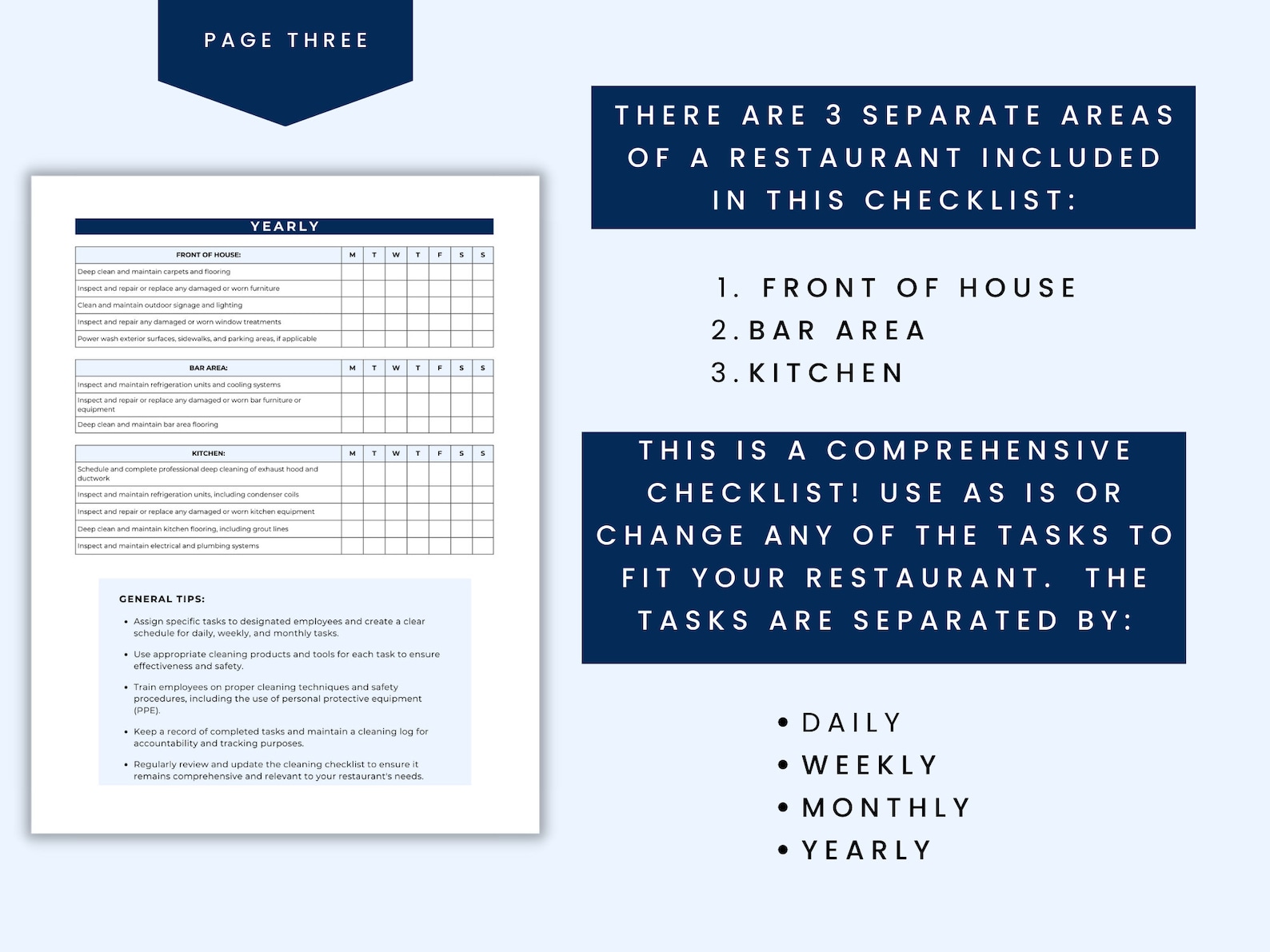 Restaurant Cleaning Checklist Template, Food Service Sanitation, Daily ...