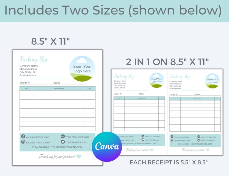 Packing Slip, Packing Slip Template, Packing List, Printable Shipping ...