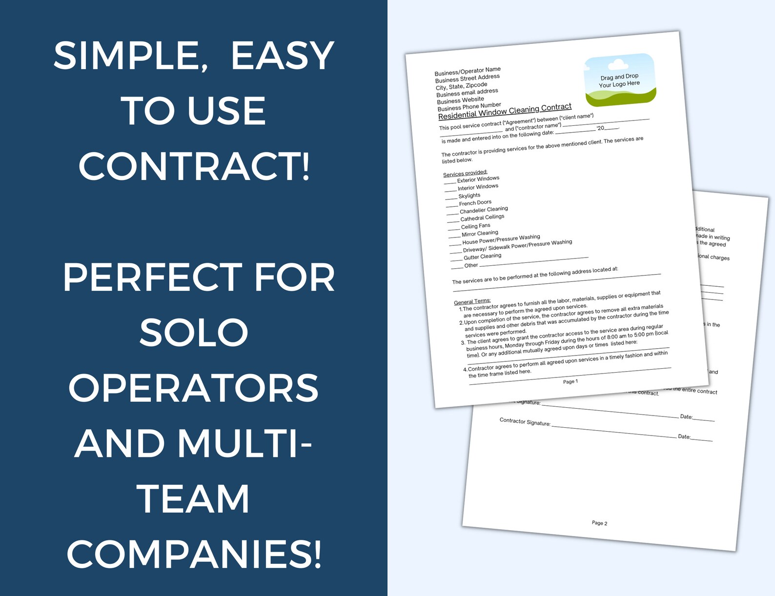 Window Washing Contract, Window Washing Service, Canva Editable ...