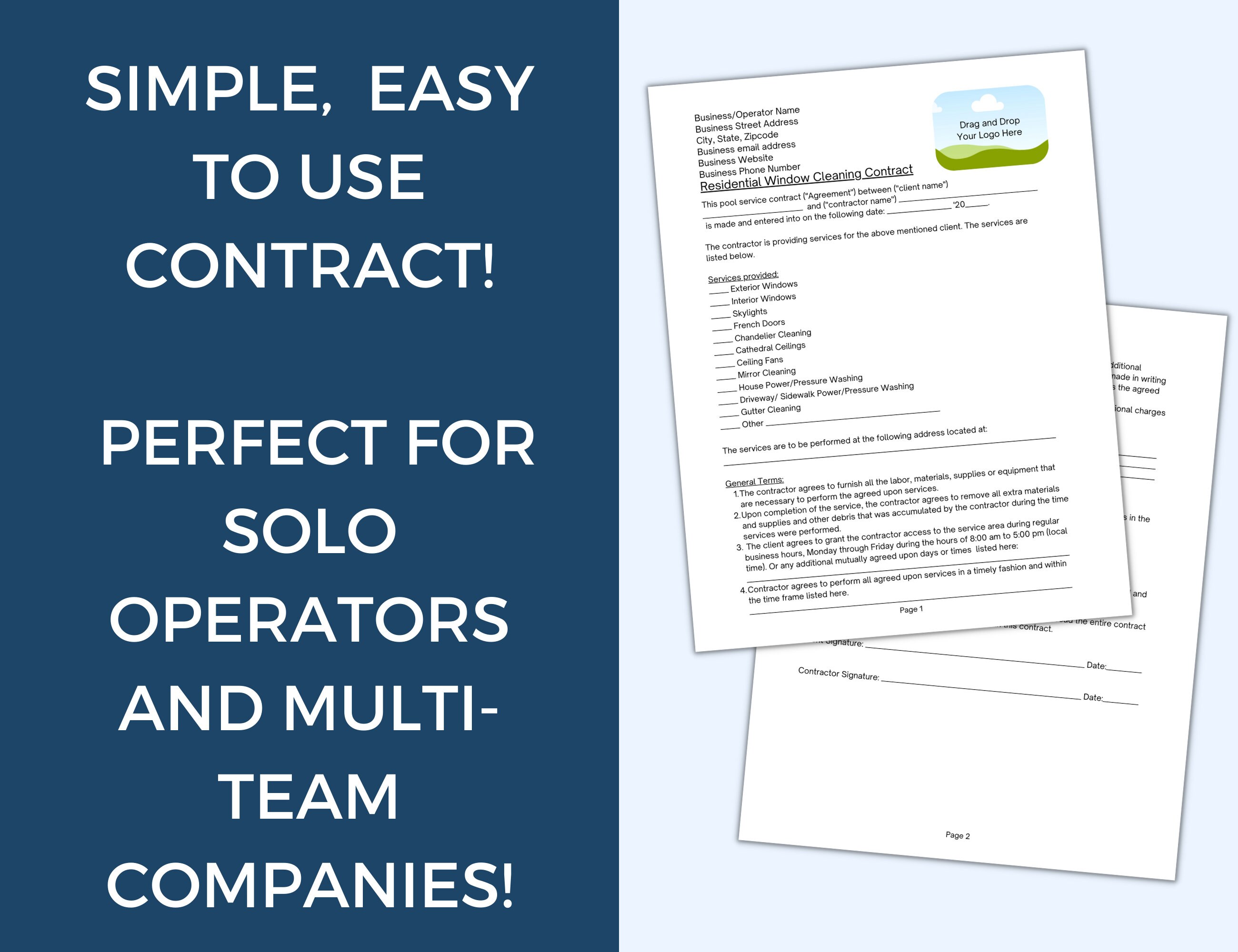 Window Washing Contract, Window Washing Service, Canva Editable ...