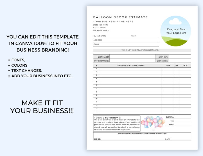 Balloon Decor Estimate, Balloon Decorations, Event Planning Estimate ...