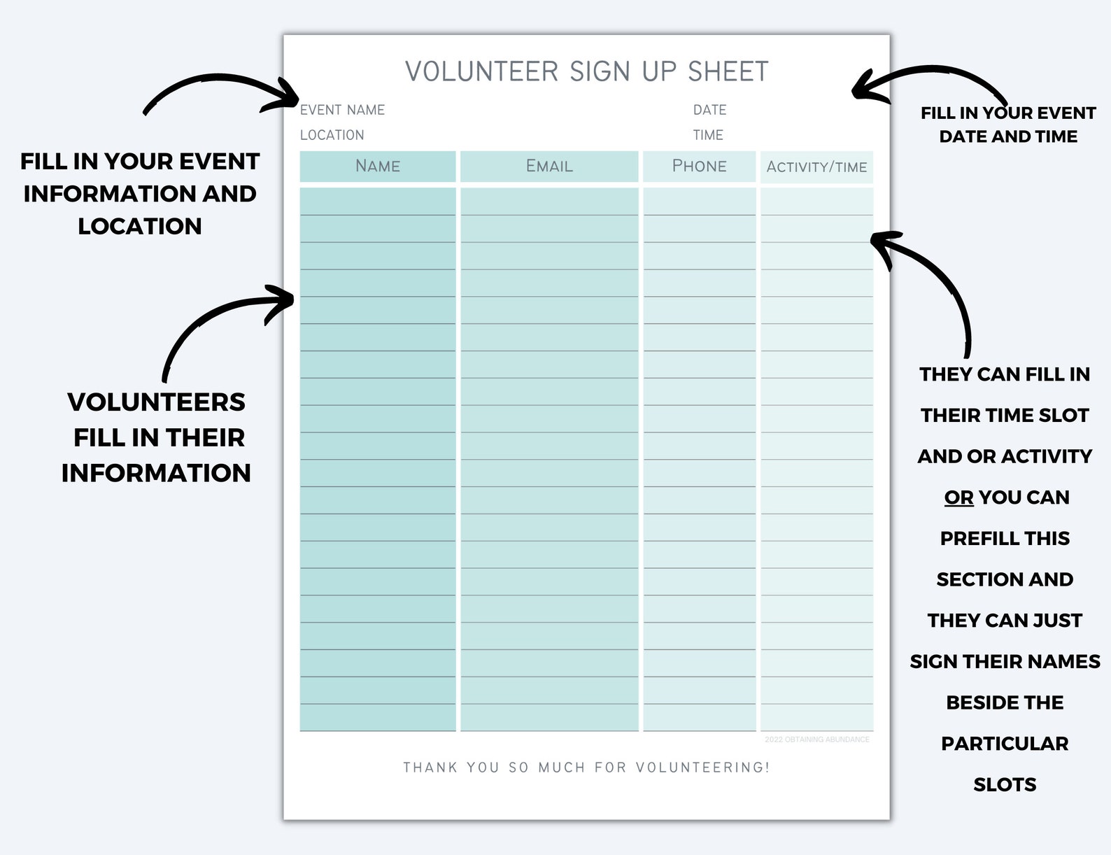 Editable Sign up Sheet, Printable Sign up Sheet, Sign up Template ...
