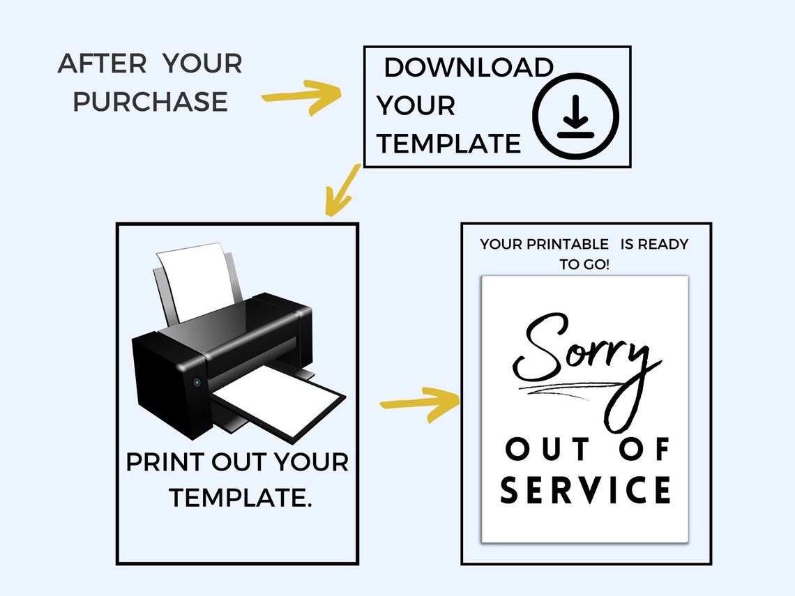 Printable Out of Service Sign, Out of Order Sign, Small Business ...
