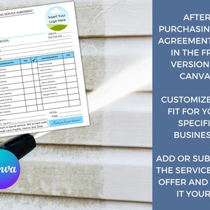 Power Washing Service Agreement, Pressure Washing Service, Editable ...