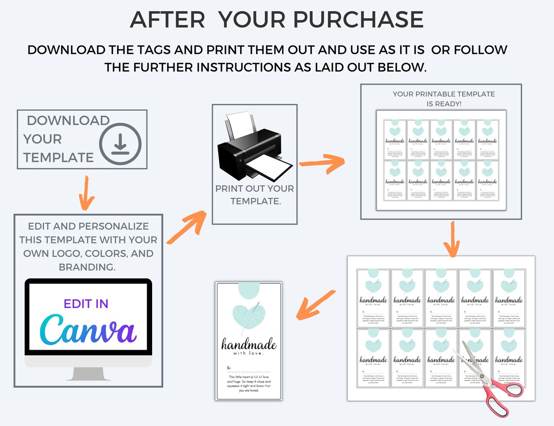 Printable Care Tag, Care Labels, Handmade for You, Washing Instructions ...