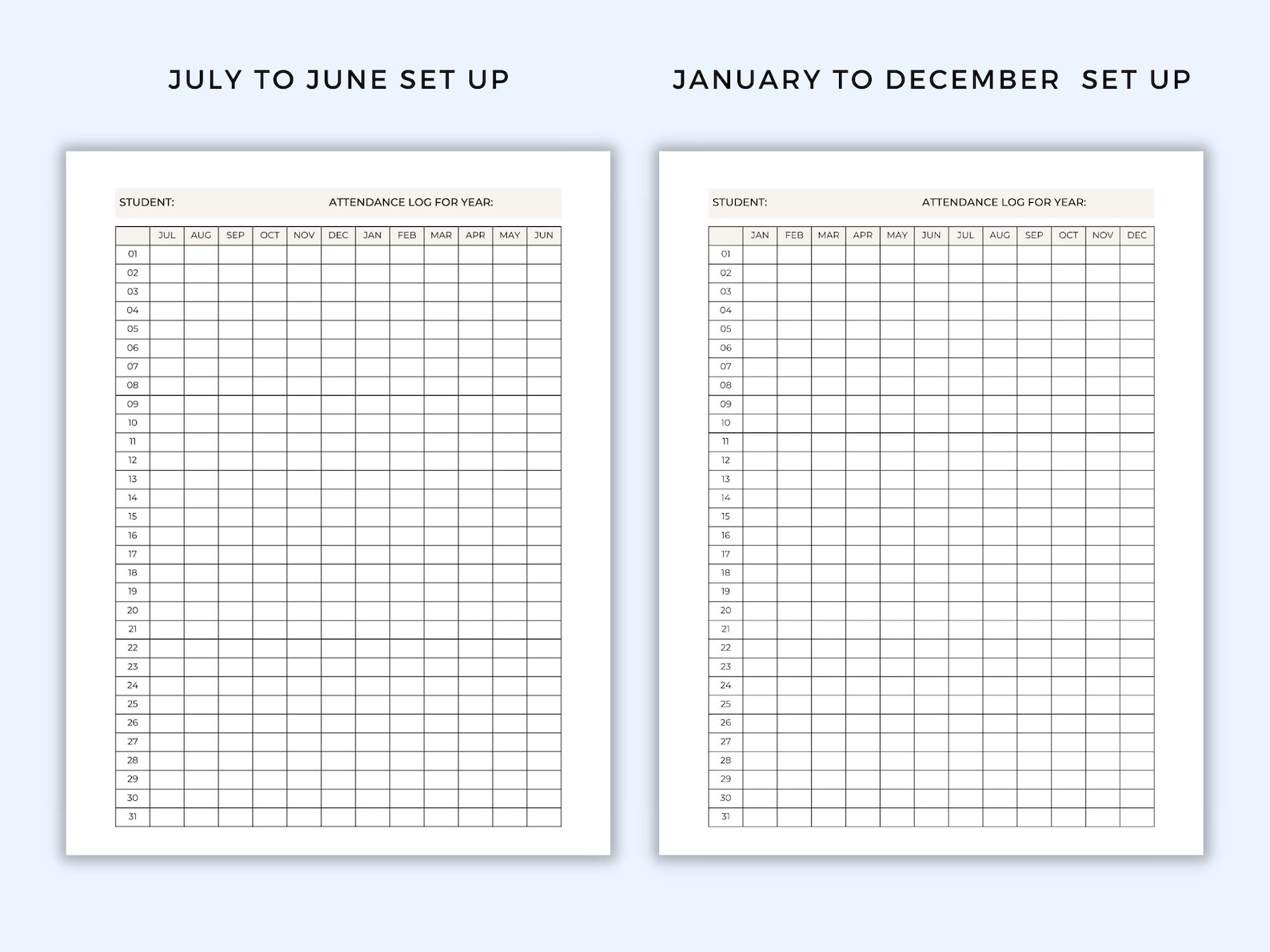 Printable Student Attendance Tracker, Attendance Log, Attendance Sheet ...