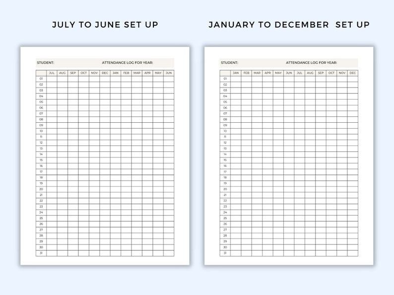 Printable Student Attendance Tracker, Attendance Log, Attendance Sheet ...