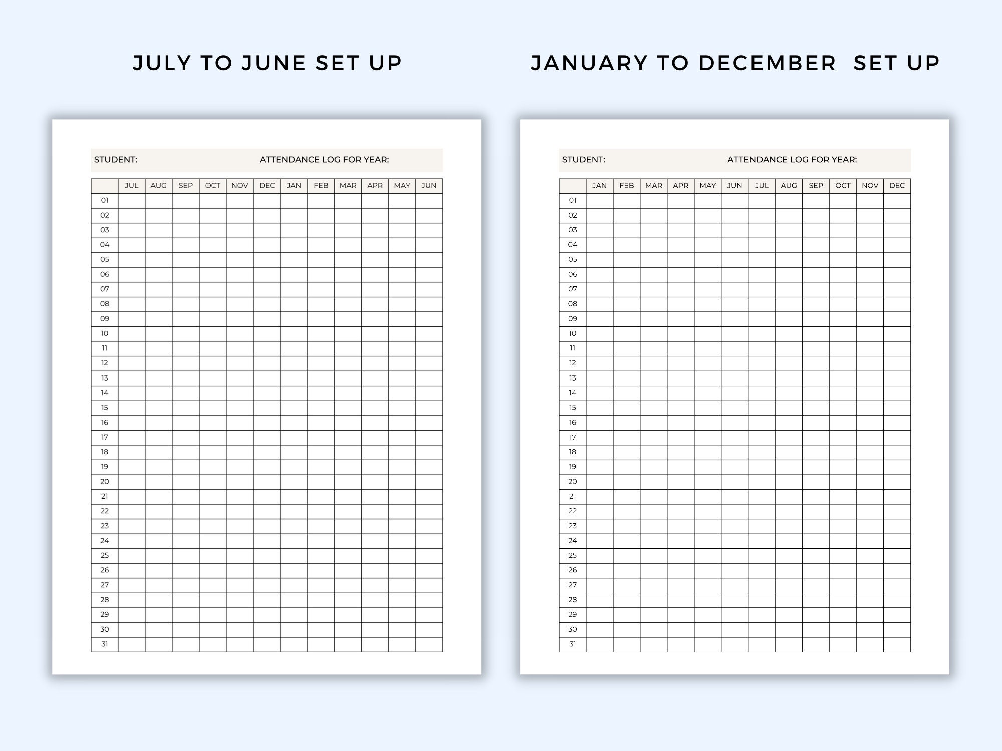 Printable Student Attendance Tracker, Attendance Log, Attendance Sheet ...