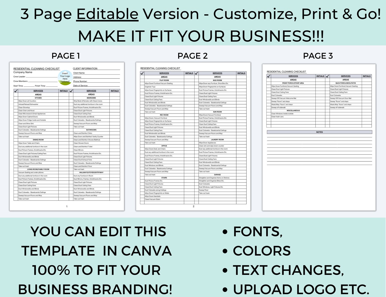 Cleaning Checklist, Cleaning Frequency Chart, Cleaning Schedule ...