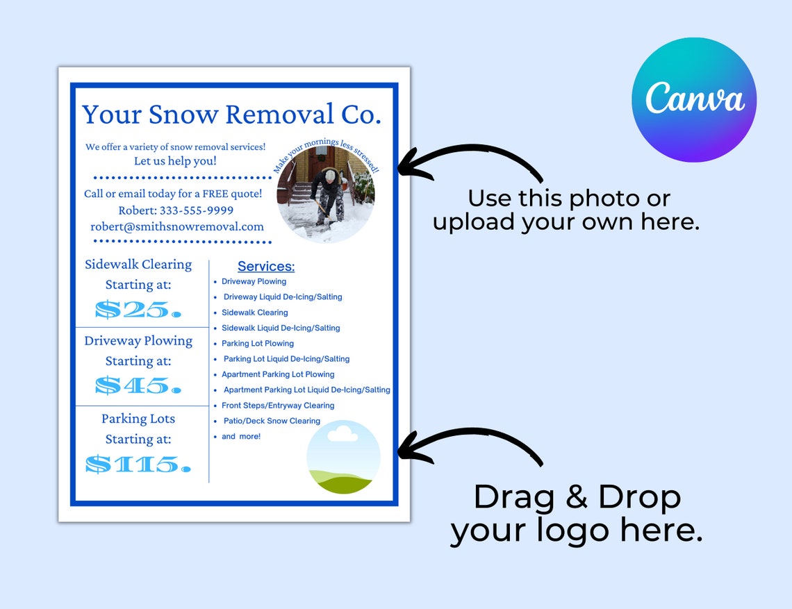 Editable Snow Plowing Flyers, Snow Blowing Flyer, Snow Removal Flyer ...