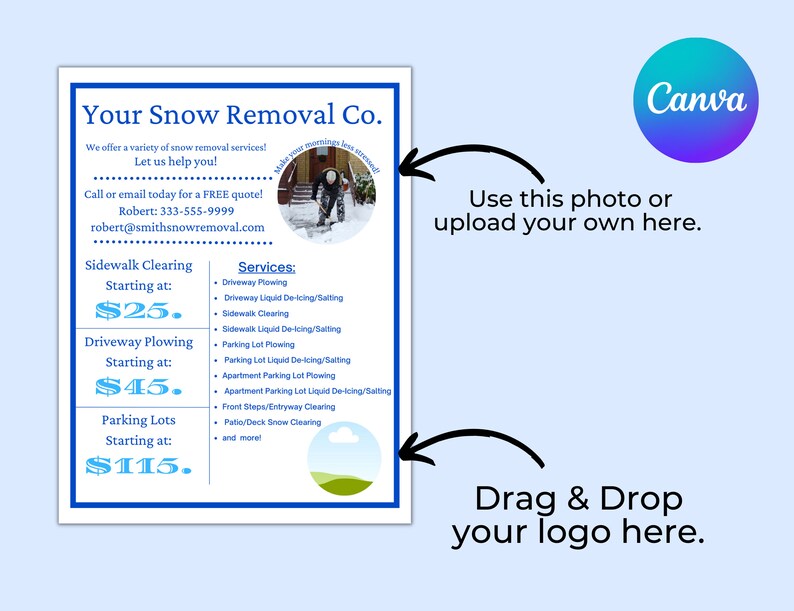 Editable Snow Plowing Flyers, Snow Blowing Flyer, Snow Removal Flyer ...