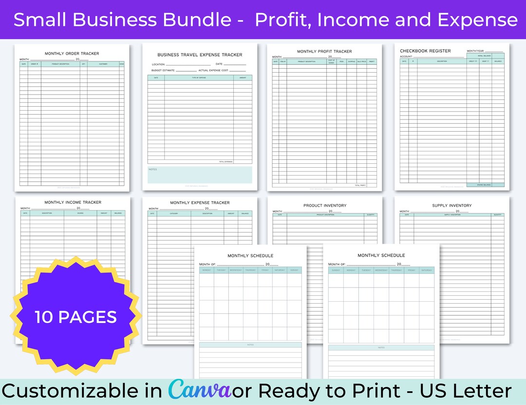 Checking Register, Profit and Expense Tracker, Business Travel Expense ...