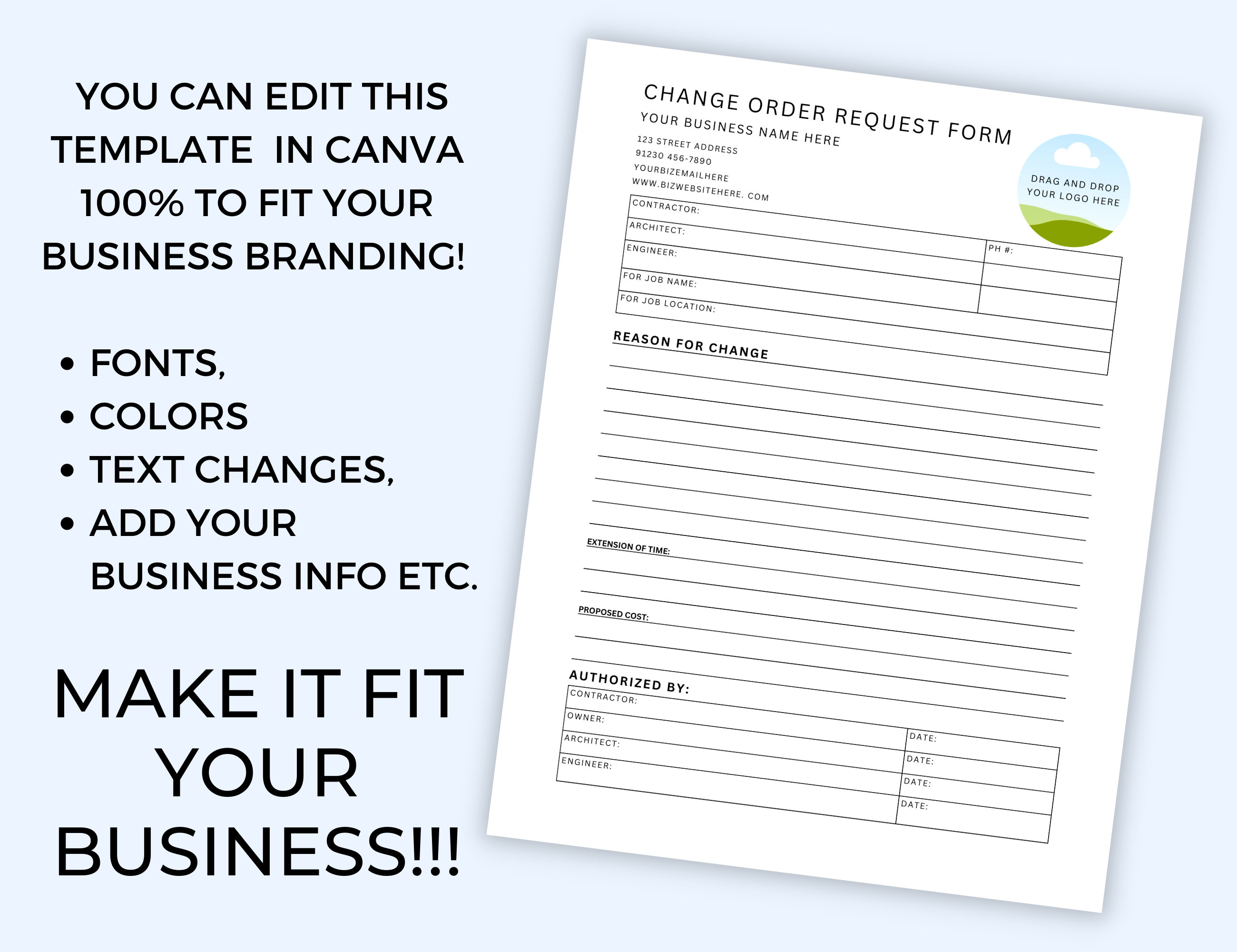 Change Order Request Form Template, Contractor, Construction, Builder ...