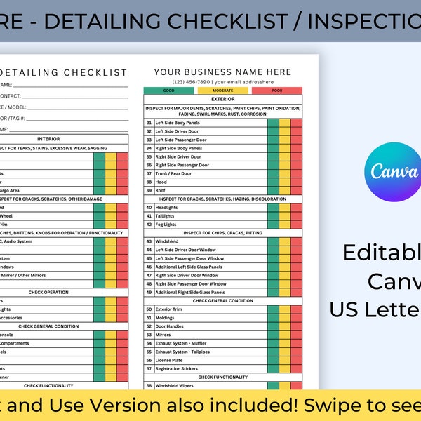 Detailing Checklist - Etsy