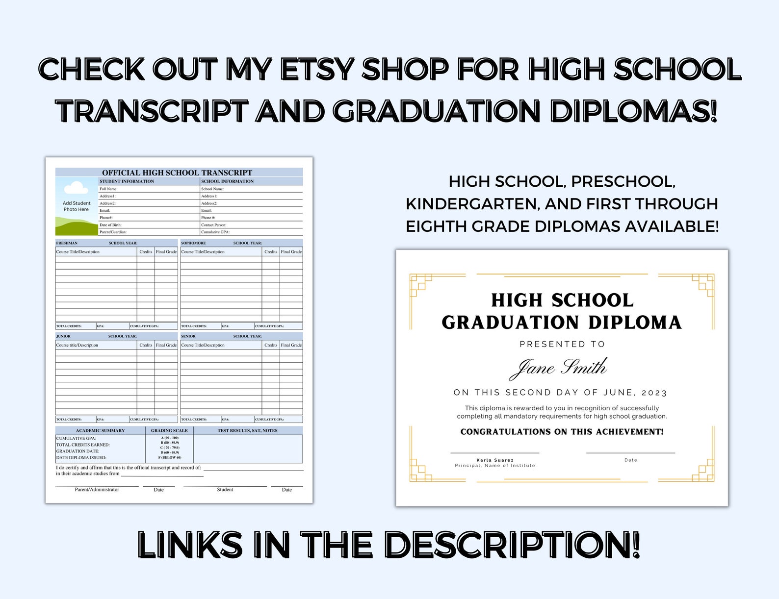 Homeschool Report Card, Printable Report Card, Editable Report Card ...