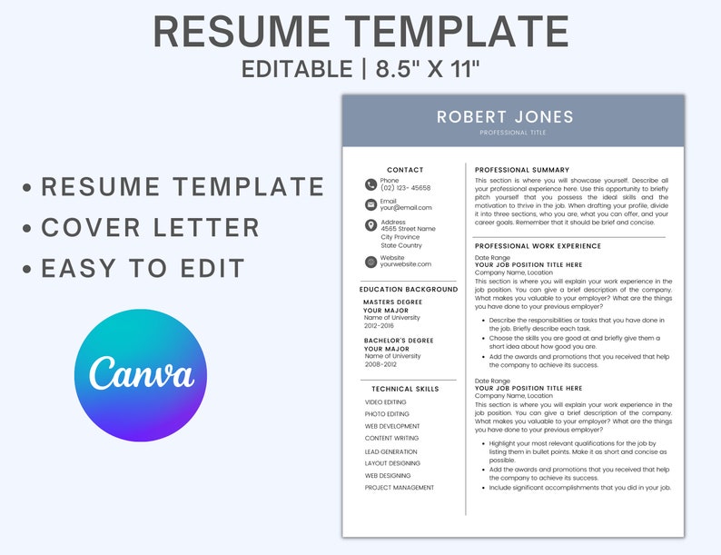 Resume Template, Template Resume, Professional Resume Template, Simple ...