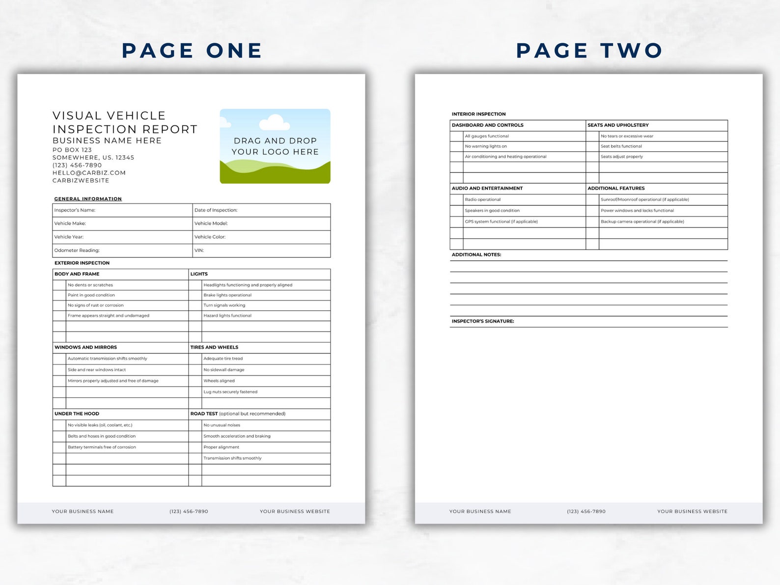 Visual Vehicle Inspection Report, Automobile Examination Summary, Car ...