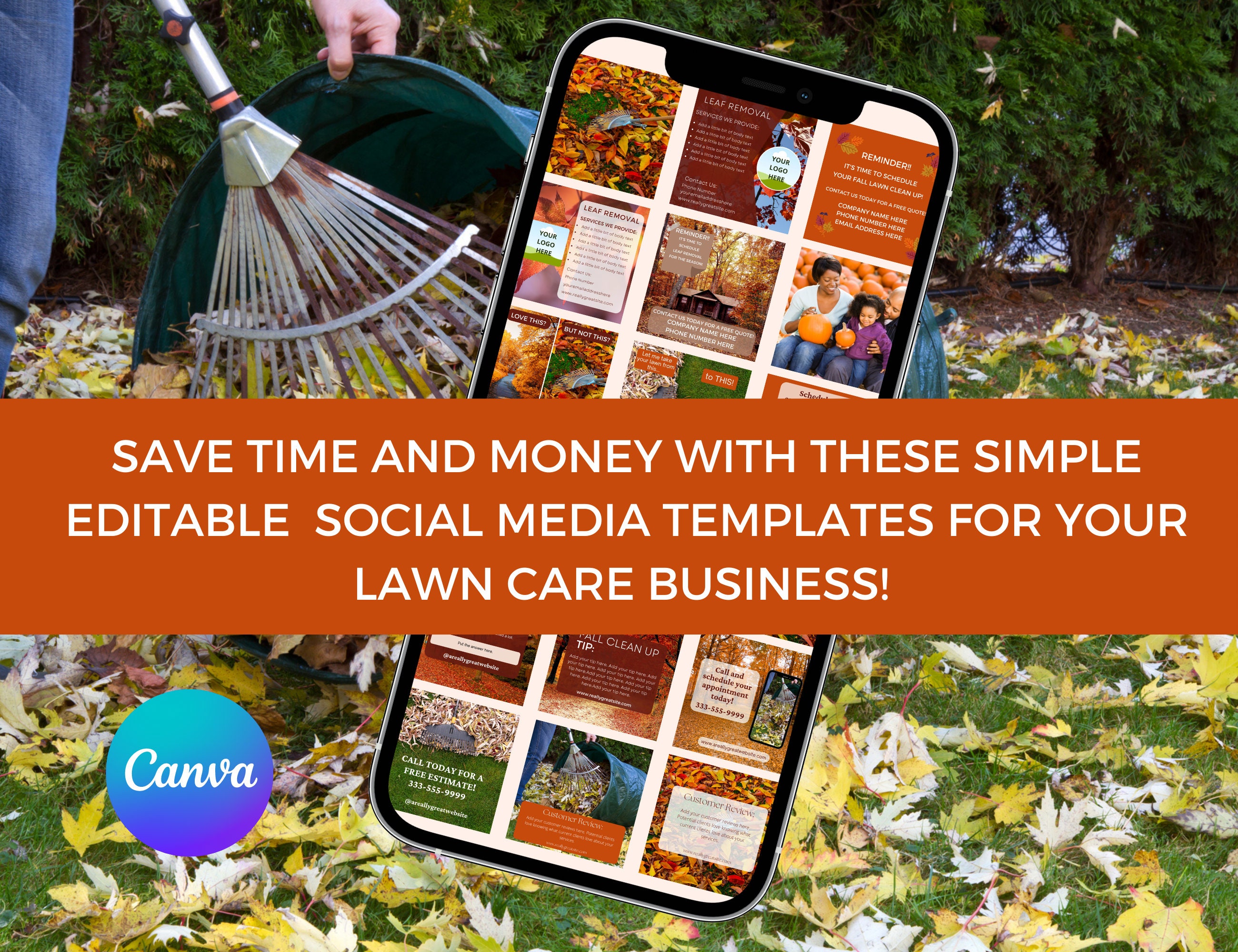 Fall Lawn Clean up Instagram Post, Leaf Removal Facebook Post, Full ...