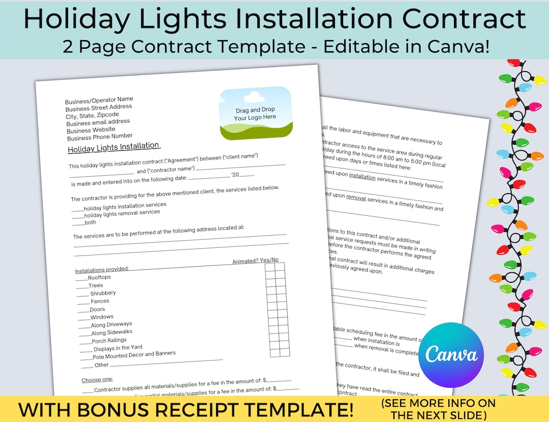 Christmas Light Installation Contract, Holiday Lighting Contract ...