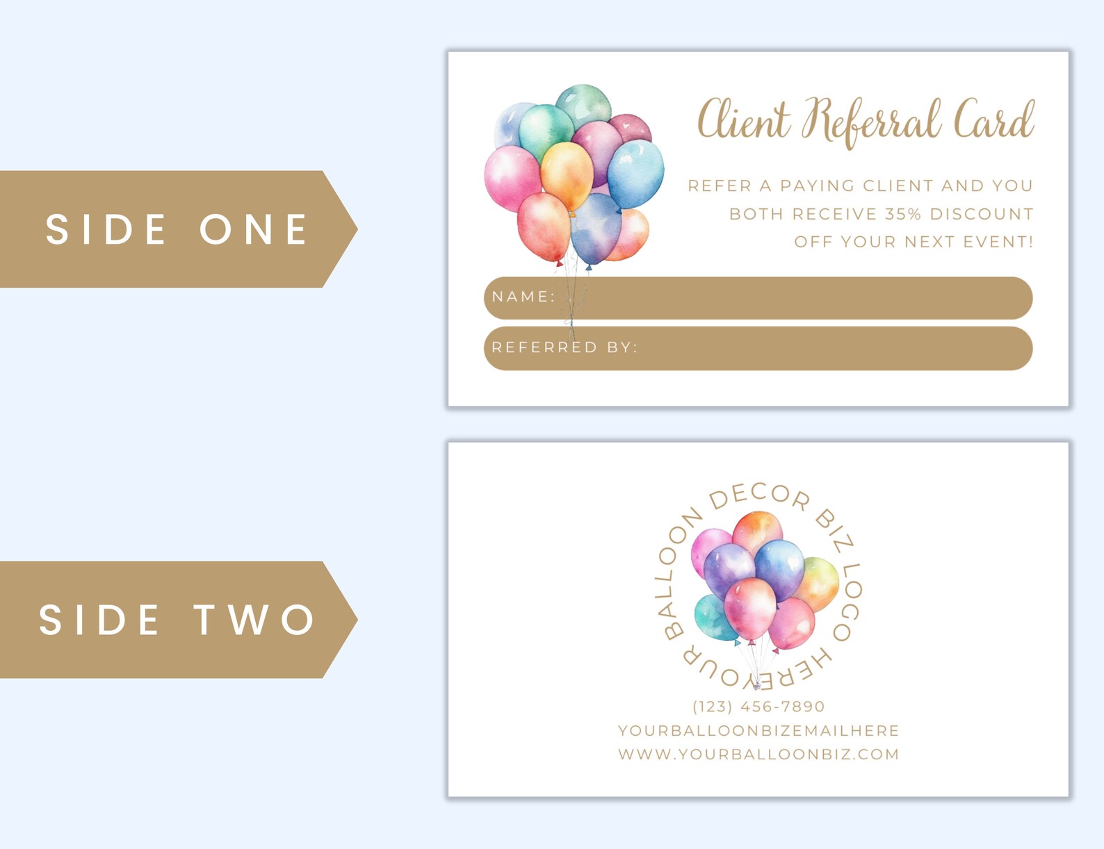 Balloon Decor Client Referral Card, Loyalty Card, Business Card ...