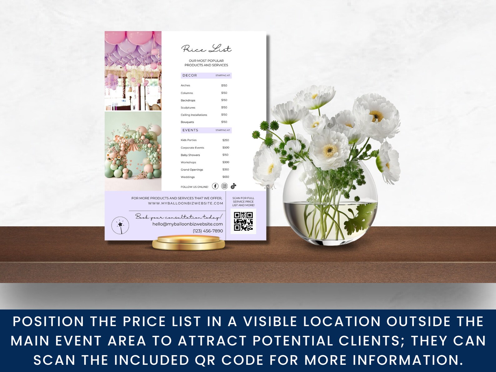 Balloon Business Price List Template, Balloon Decor Price List, Price ...