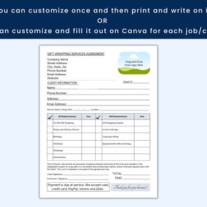 Gift Wrapping Service Agreement, Present Wrapping Service, Editable ...