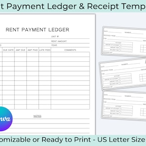 Printable Rent Payment Ledger, Monthly Rent Payment, Landlord Ledger ...