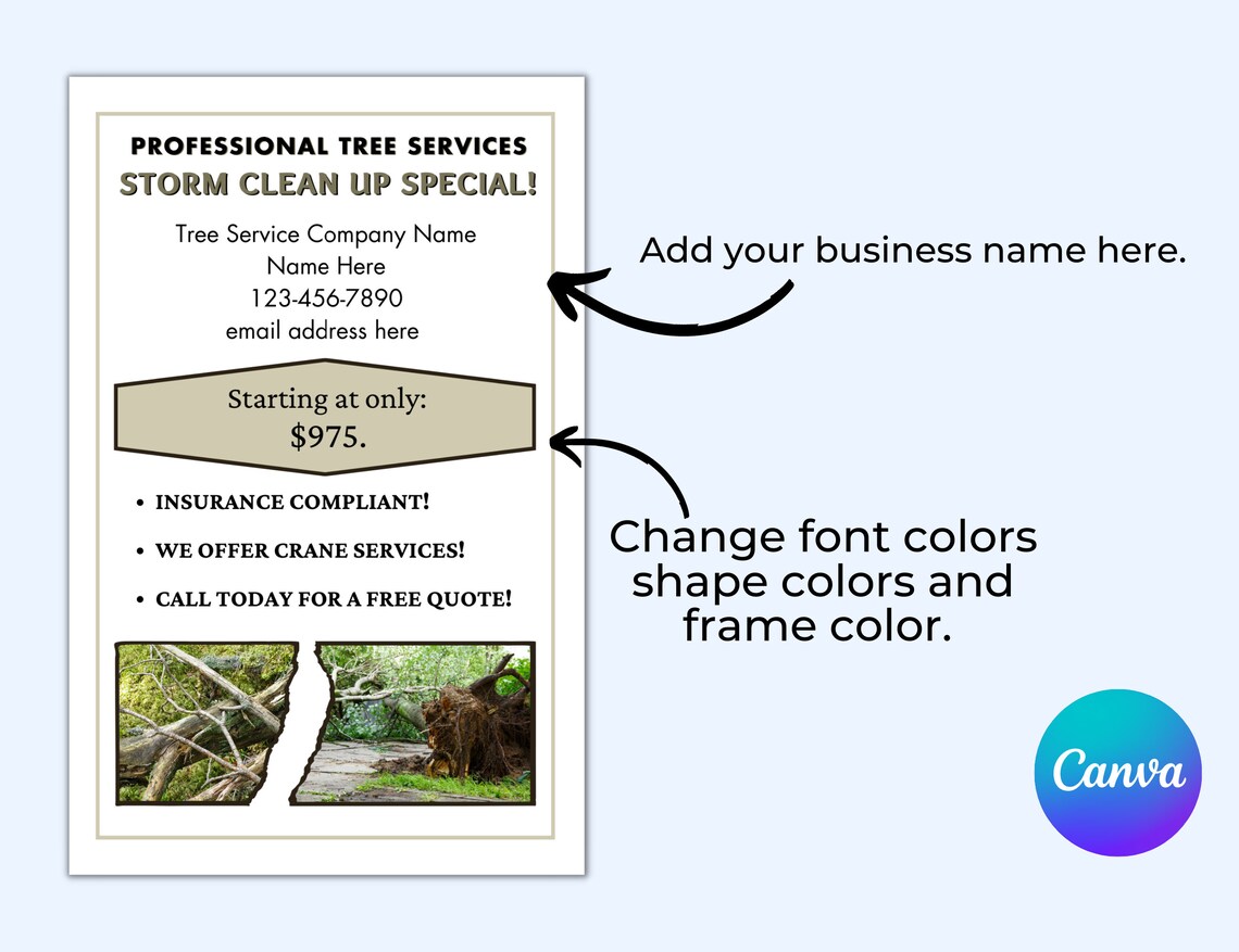 Editable Storm Cleanup Flyers, Tree Service Flyer Template, Tree Care ...