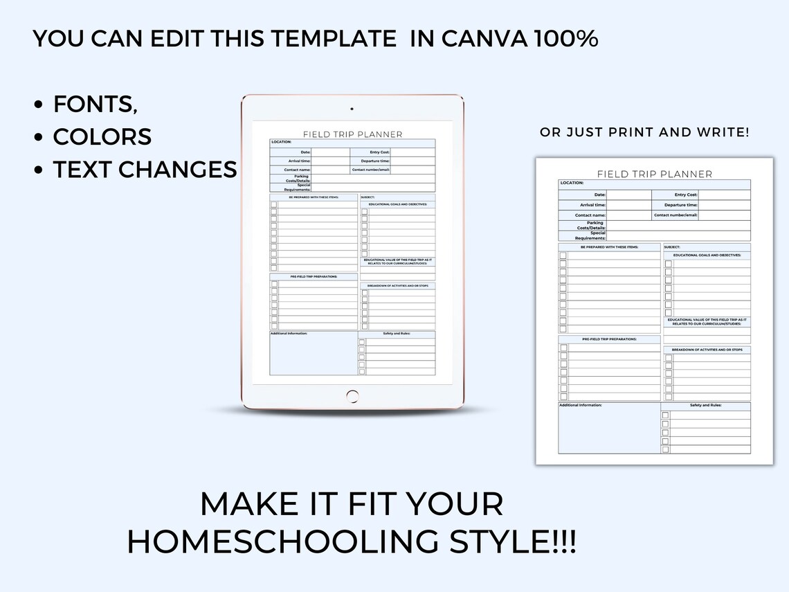 Field Trip Planner, Post Trip Evaluation, Student Report, Field Trip Report, Homeschool Field ...