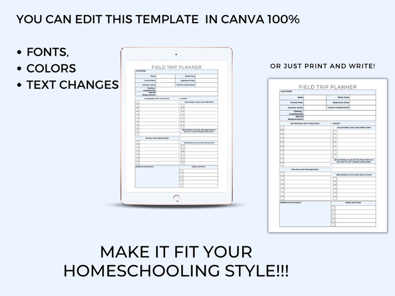 Field Trip Planner, Post Trip Evaluation, Student Report, Field Trip ...