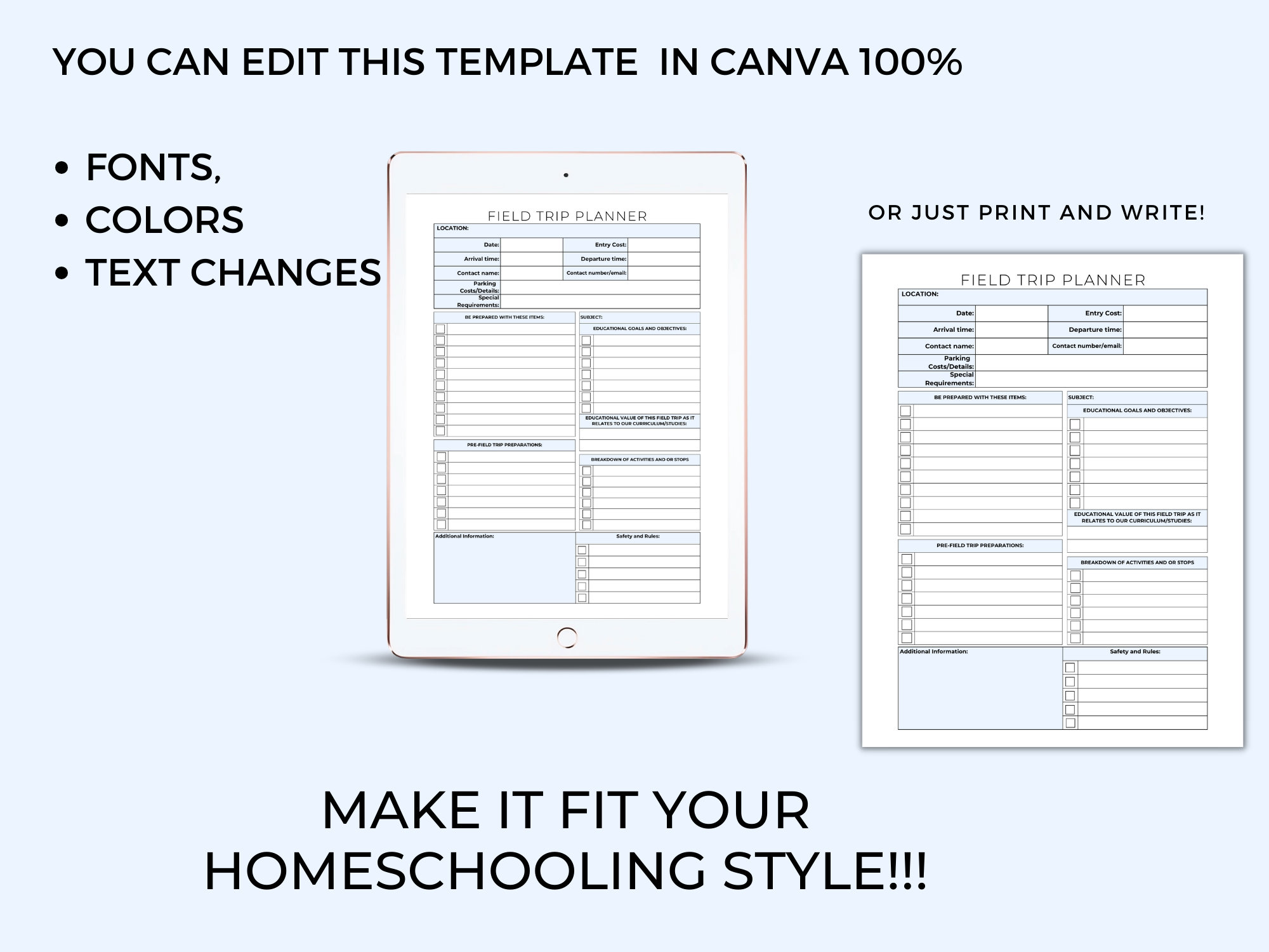 Field Trip Planner, Post Trip Evaluation, Student Report, Field Trip ...