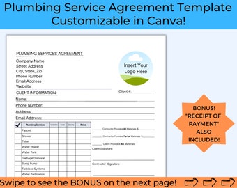 Plumbing invoice estimate work Order template (Instant Download) - Etsy