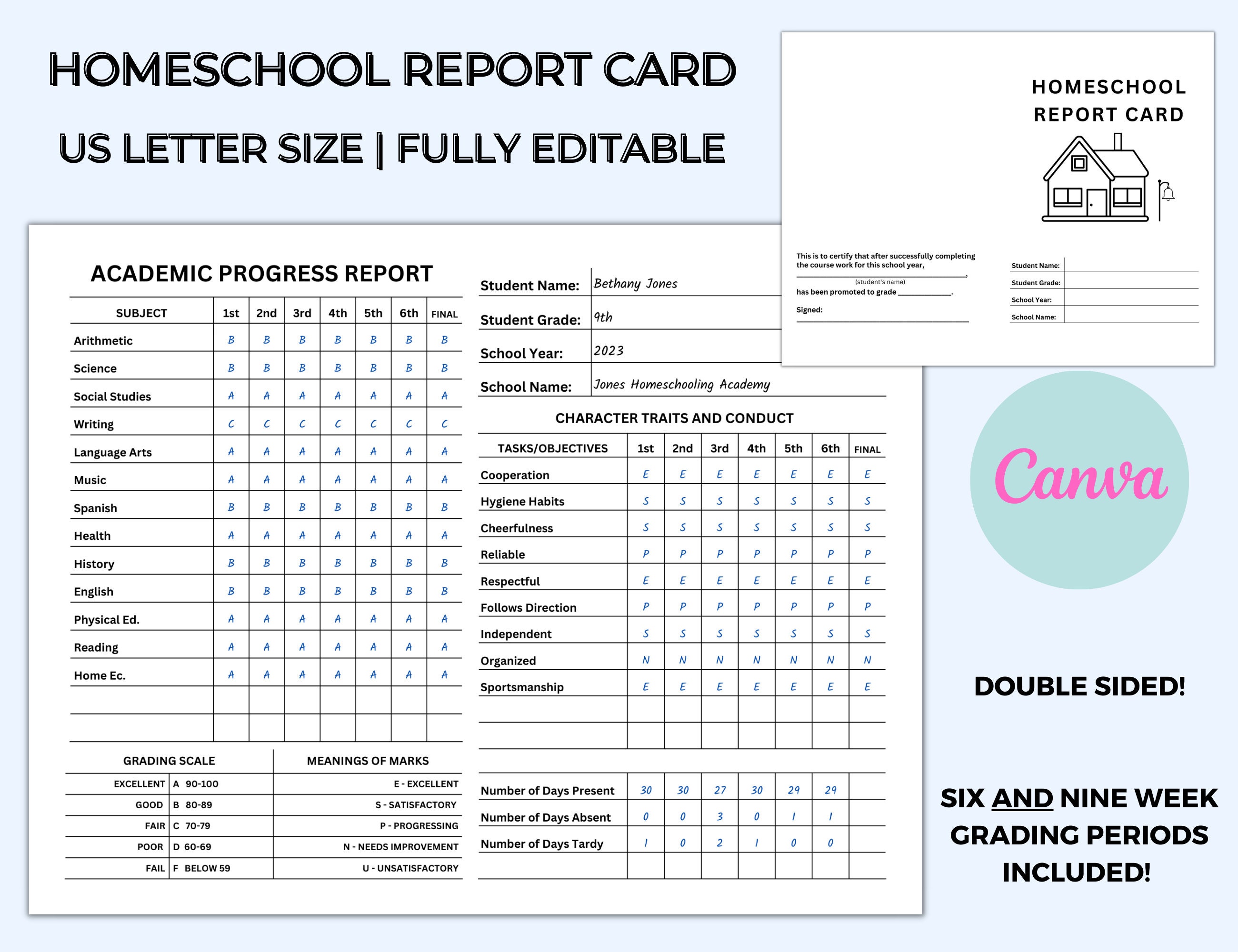 Blank Report Card Template Homeschool