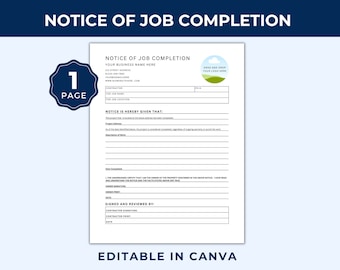 Notice of Job Completion Template, Job Completion Letter, Project ...