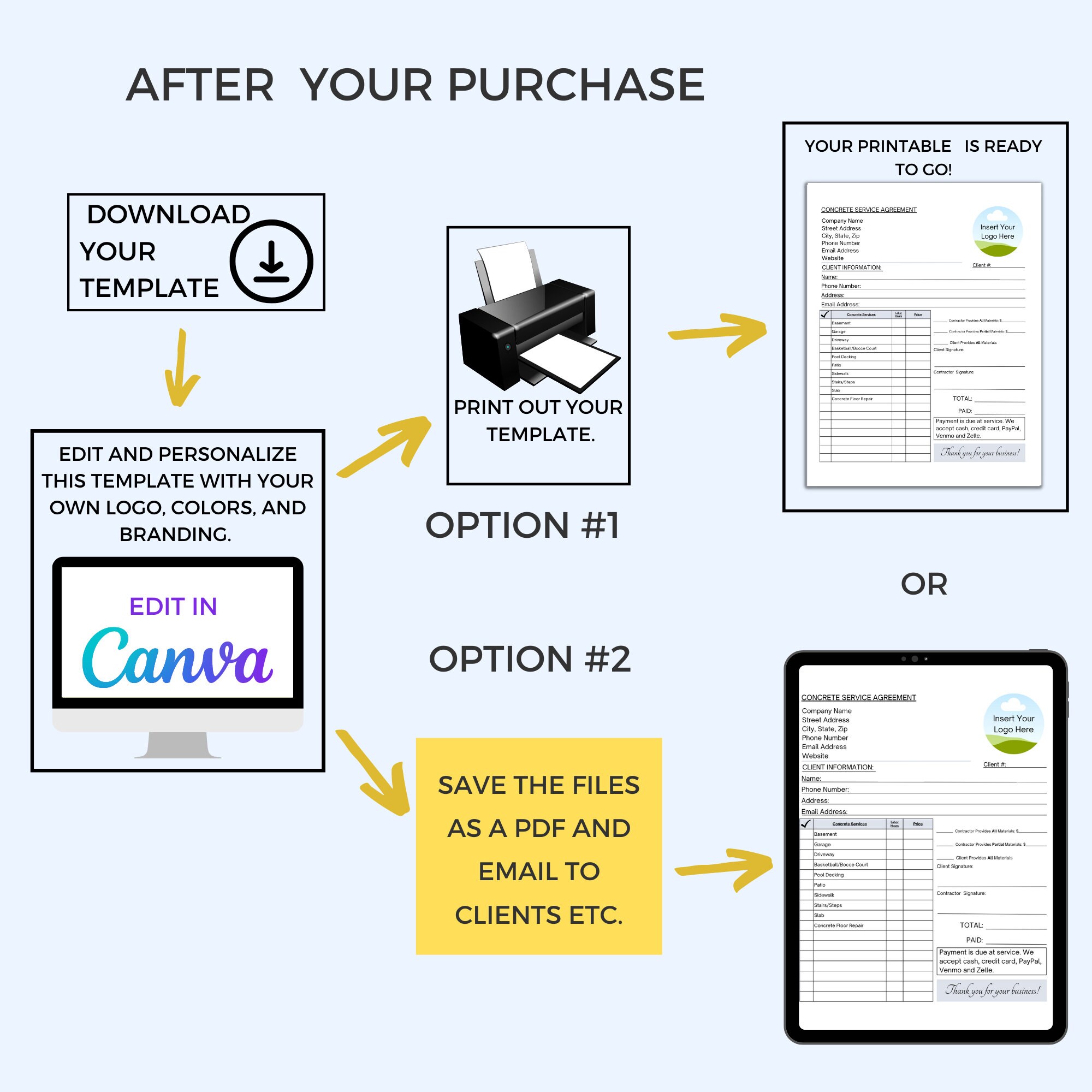 Concrete Service Agreement, Cement Service Agreement, Editable Template ...