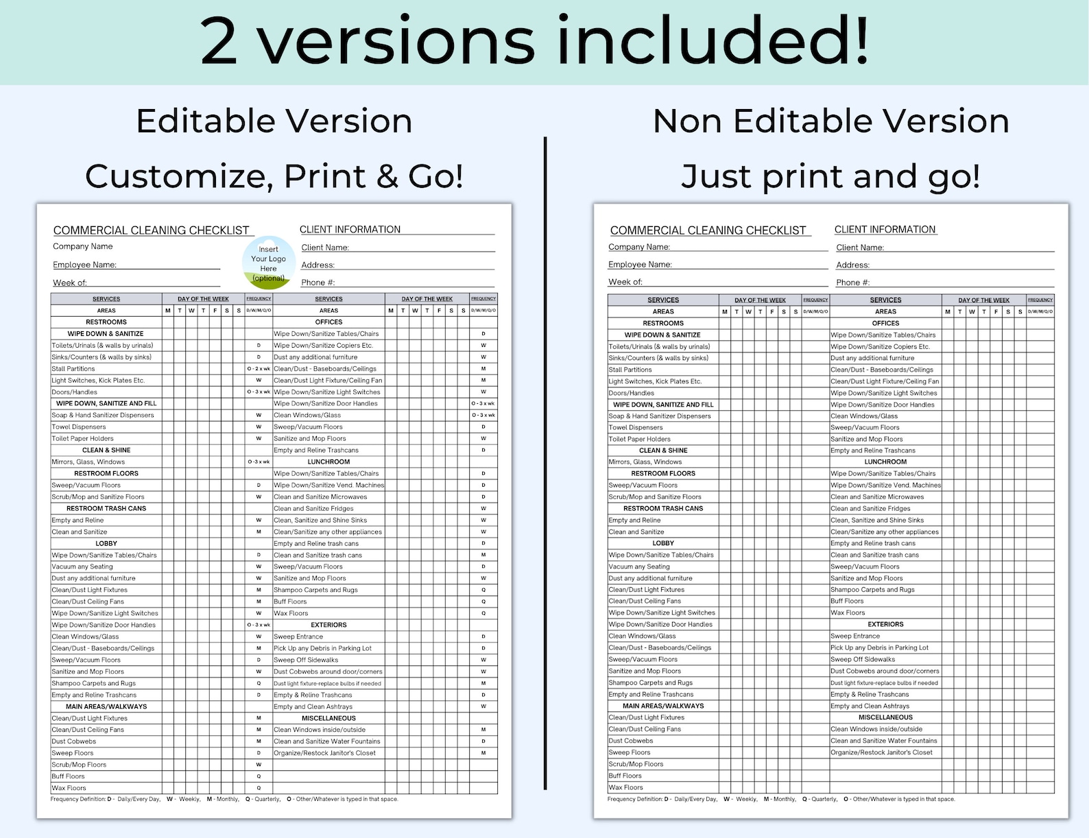 Checklist for Cleaning Service, Janitorial Cleaning Checklist ...