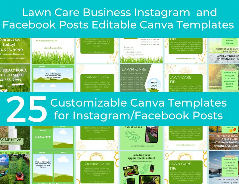 Landscaping Instagram Templates Landscaper Social Media Lawn | Etsy