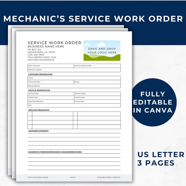 Truck Repair Order Form - Etsy