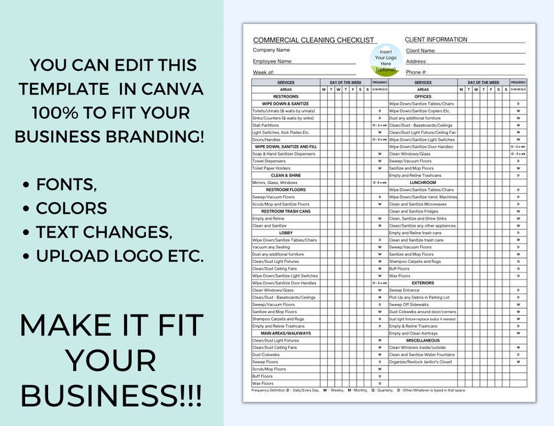 Checklist for Cleaning Service, Janitorial Cleaning Checklist ...