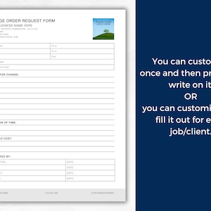 Change Order Request Form WORD Template, Contractor, Construction ...