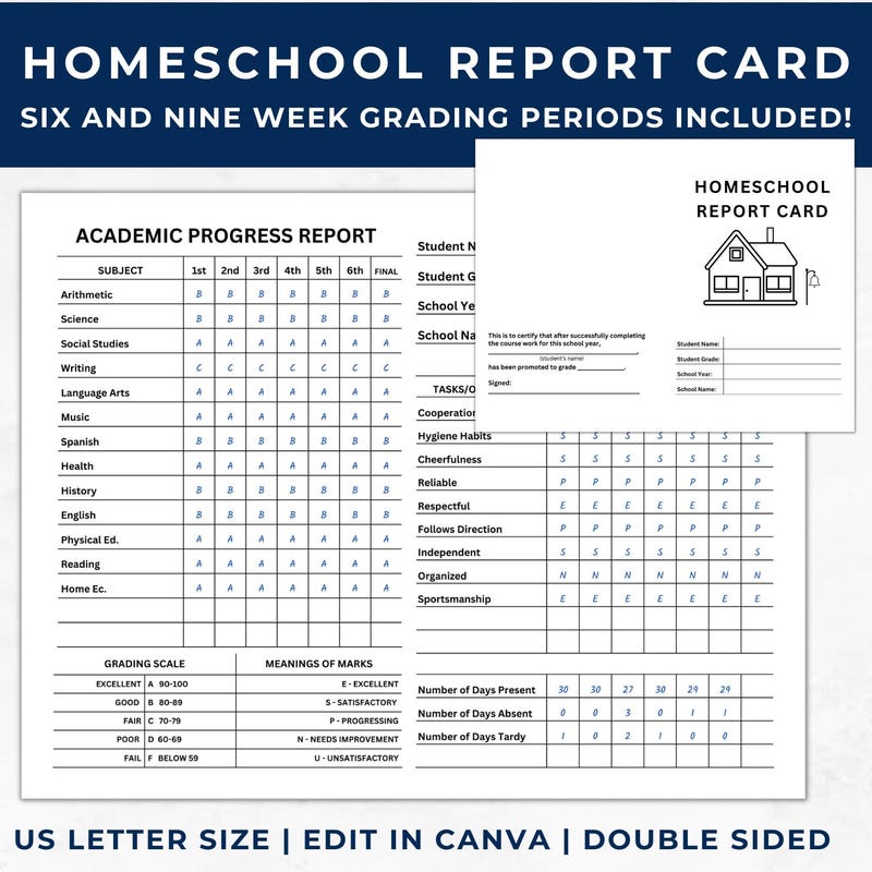 Homeschool Report Card - Etsy