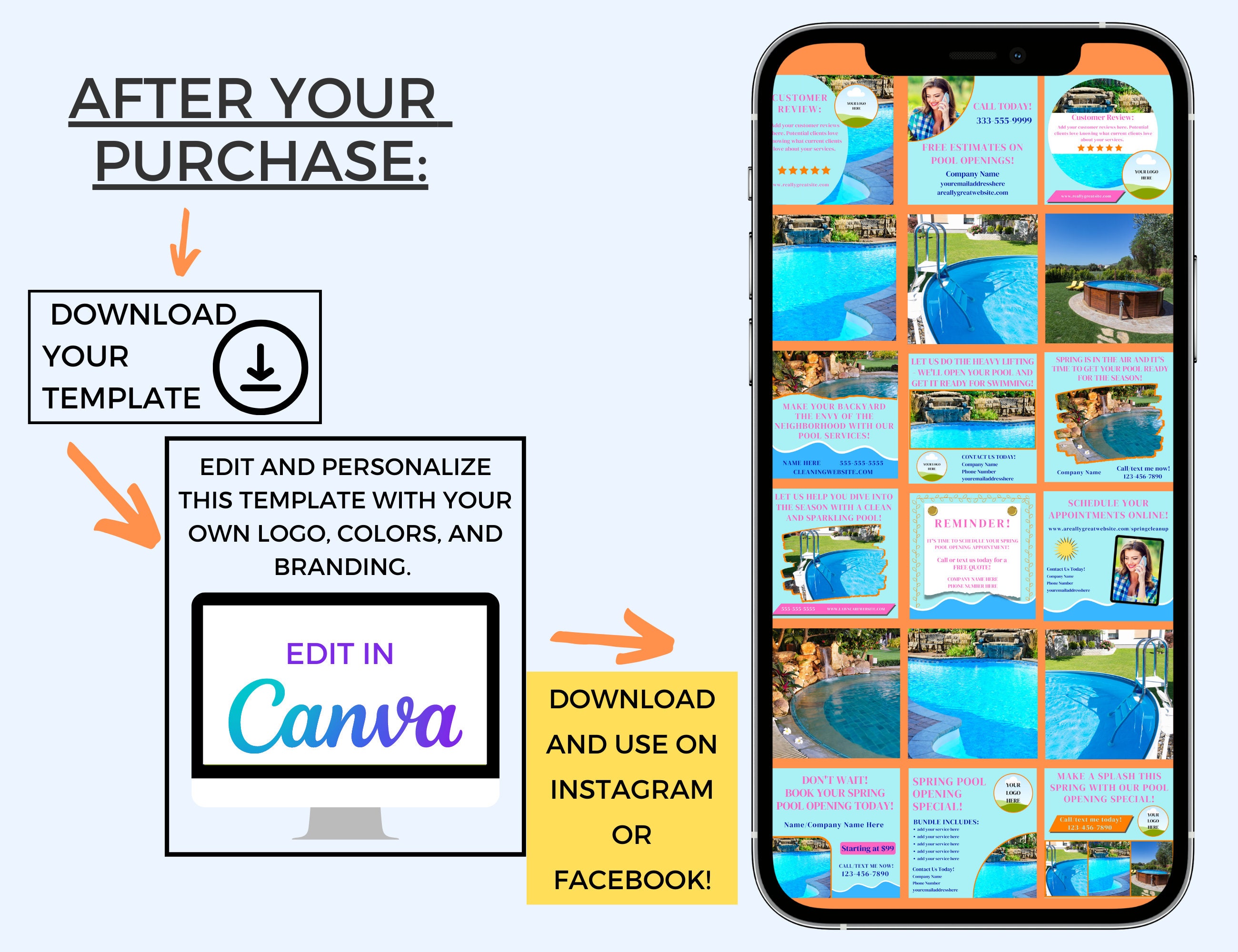 Instagram Post for Swimming Pool Business, Facebook Post for Pool ...