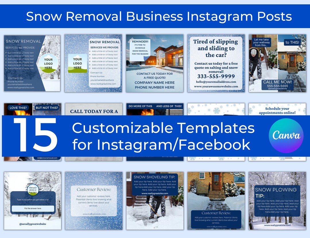 Snow Plowing Instagram Post, Snow Removal Facebook Post, Canva Editable ...